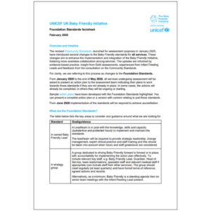 Foundations Standards fact sheet - Baby Friendly Initiative