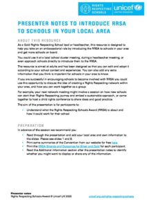 Presenter notes final - Rights Respecting Schools Award
